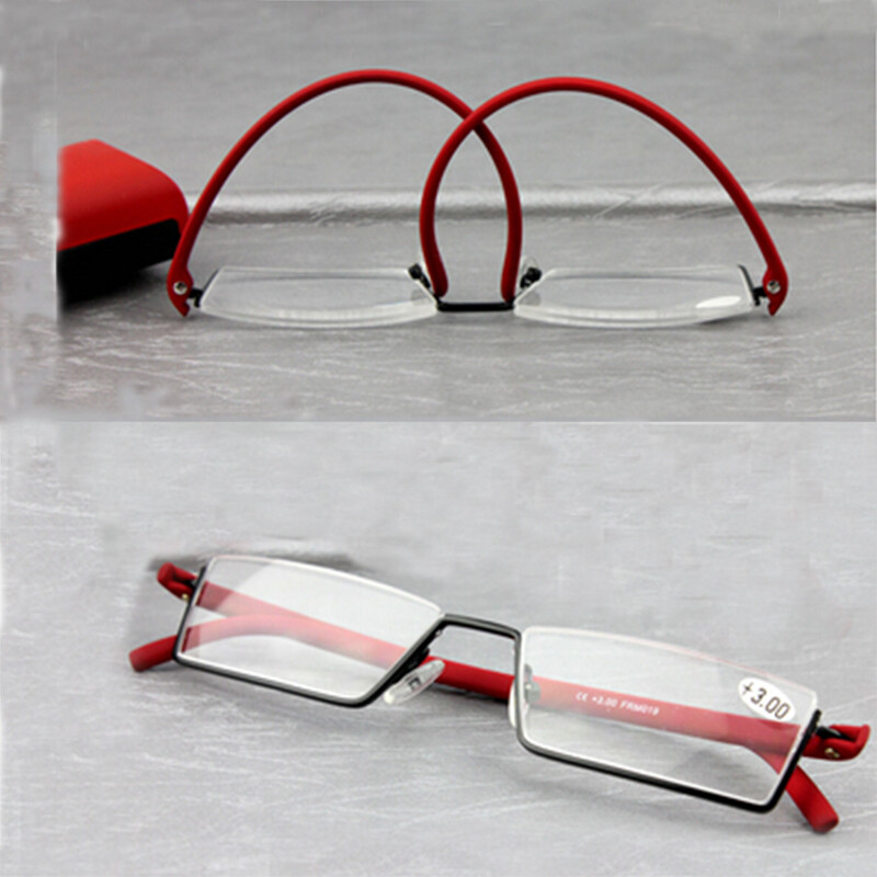 +2.5 Half Rim Reading Glasses Eyeglasses Red Flexible Frame Eyewear ...