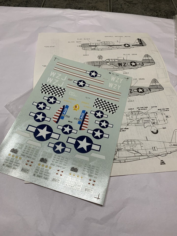 Vtg Model Plane Decals Sheet Microscale 72-261 P-47D Razorback 72nd ...
