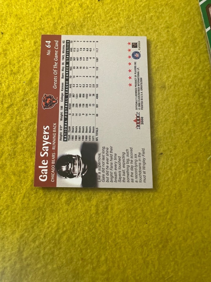 WALTER SWEETNESS " PAYTON CHICAGO BEARS 2000 GREATS OF THE GAME ...