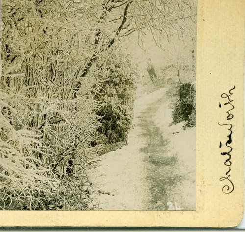 Stereoview Photo Derbyshire England Chatsworth Winter Scene Snow Alfred ...