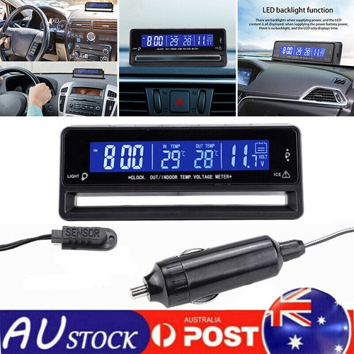 3 in1 Digital 12V LCD Light Car Voltage Monitor Clock IN OUT Auto ...