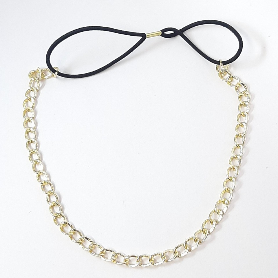 3xGold Slim Narrow Plastic Alice Hair Head band Accessory Chain Style ...