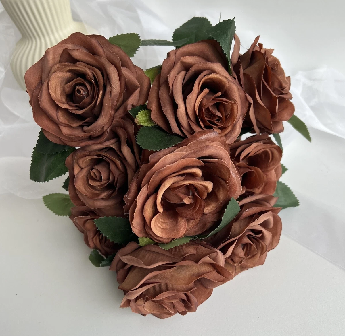 Golden Gold Artificial Roses Flowers Arrangement Silk, 45% OFF
