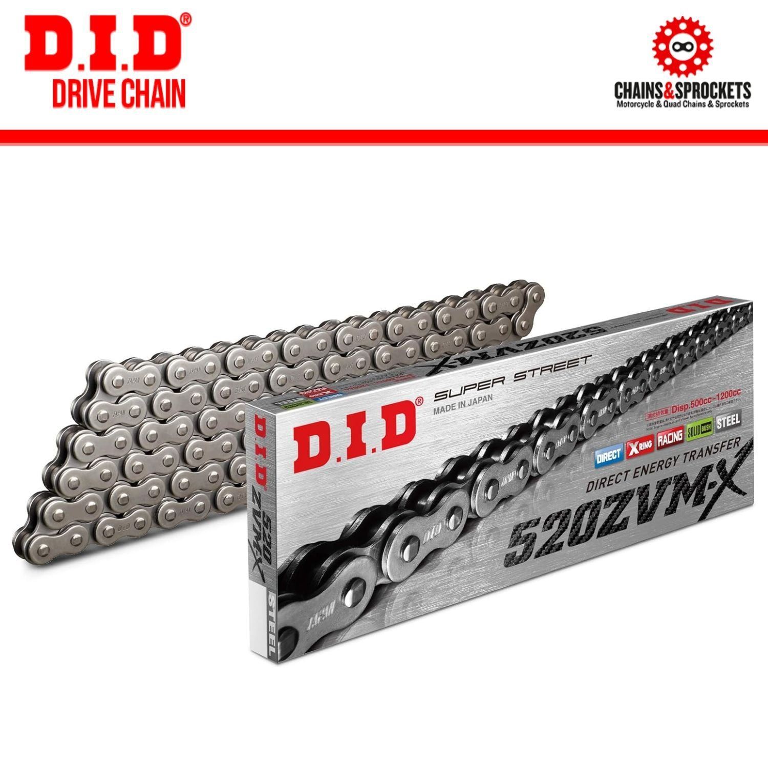 DID X Ring Pro Steel Chain SprocketKit 520 ZVMX 110 Links F12t & R47t ...