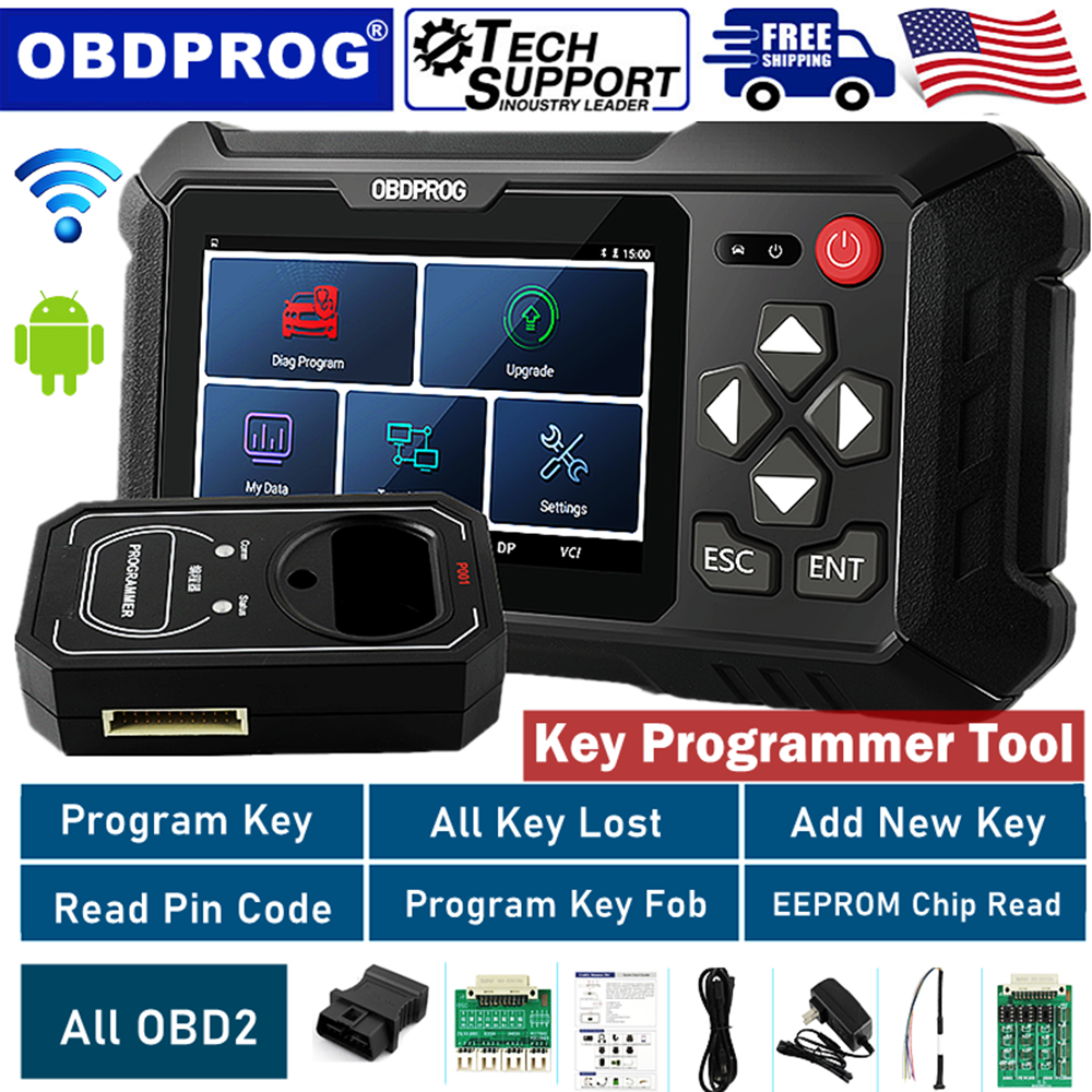 OBDPROG M501 OBD2 Engine Scanner Car Key Coding Fob All K-ey Lost ...