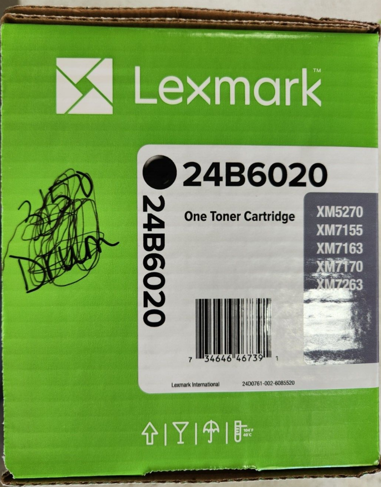 Genuine Lexmark 24B6020 Black Toner Cartridge XM5270 XM7155 XM7263 ...
