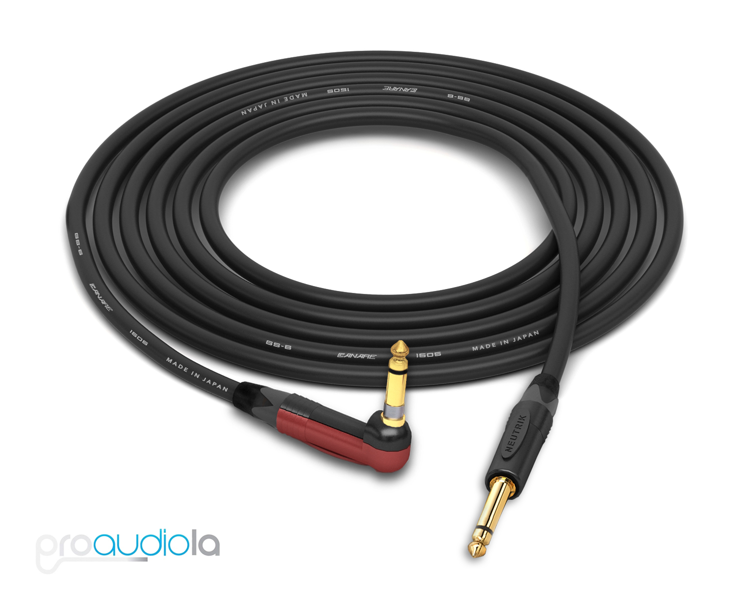 Canare GS-6 Cable | Neutrik Gold 90º Silent 1/4" TS to Straight TS | 25 ...