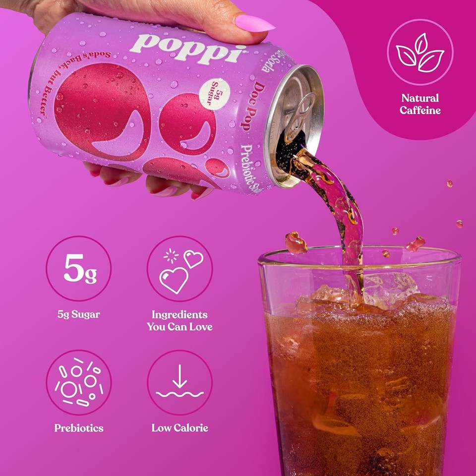 Poppi Sparkling Prebiotic Soda with Apple Cider Vinegar, Seltzer Water ...
