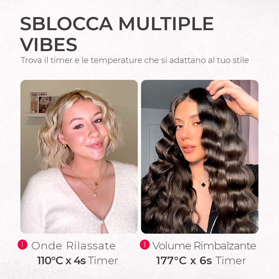 TYMO ROVY Ferro Arricciacapelli per Onde, Piastra Onde per Capelli ...