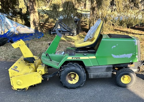1998 john deere f725 lawn mower With Snow Thrower And 54” Deck Mulching ...