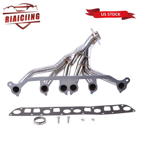 Polished Stainless Header Kit for 91-99 Jeep Wrangler Cherokee 4.0L TJ ...