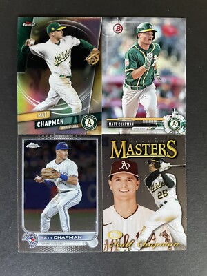 Matt Chapman 4-card lot '17 Bowman PROSPECT card+'19 Topps Finest ...