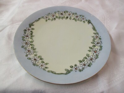 Vintage Germany Silesia porcelain Hand Painted Plate blue white Flowers ...