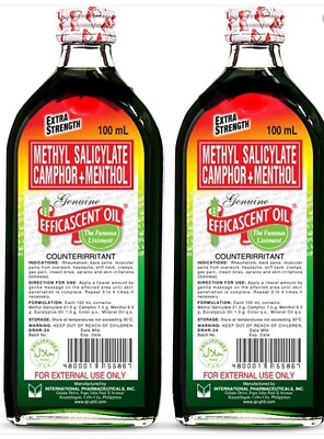 2 x Efficascent Liniment Oil Methyl Camphor & Menthol 100ml Extra ...