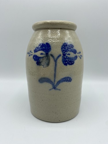 Conner Prairie Salt Glazed Stoneware Crock with Cobalt Flower Oatmeal ...