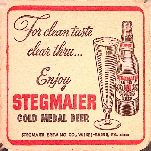 Stegmaier Gold Medal Beer Coaster Vintage "For Clean Taste Clear Thru ...
