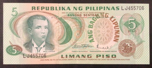 1978 PHILIPPINES PAPER MONEY - 5 PISO BLACK S/N BANKNOTE! | eBay