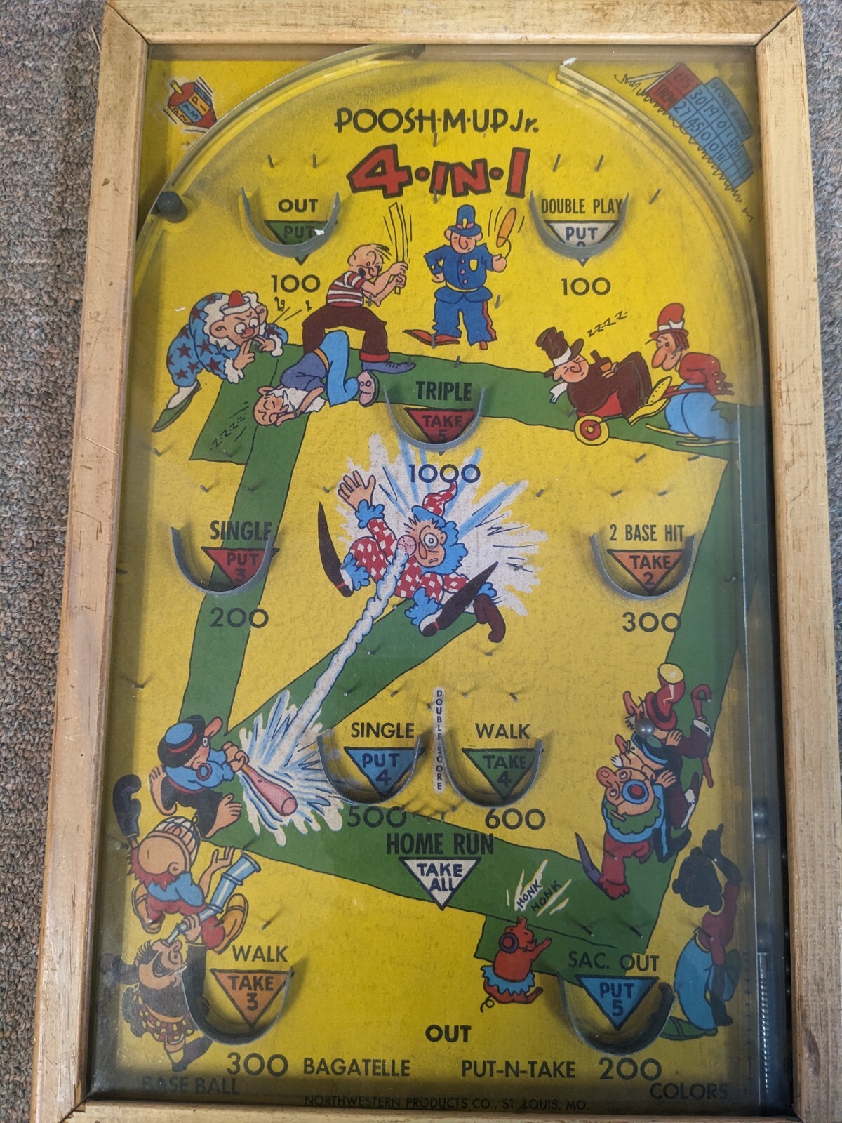 Vintage Poosh-M-Up Jr 4-in-1 Wood Pinball Game Toy Northwestern ...