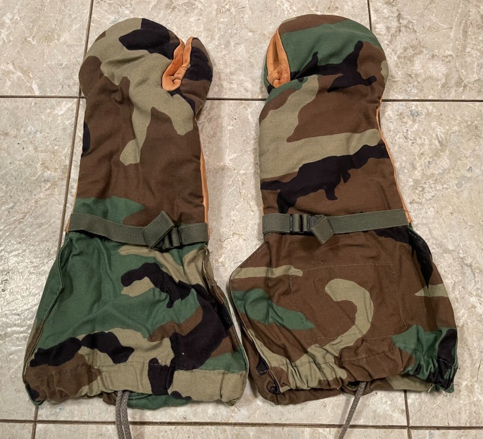 USGI Cold Weather Trigger Finger Mittens w/ Liners & Lanyard WOODLAND ...