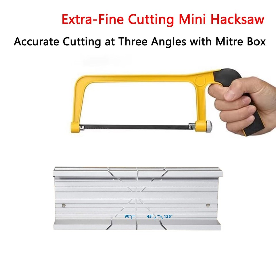 Mini Metal Mitre Box and Saw Set, 6 Inch Extra Fine Cut Hand Saw, 5.3 ...