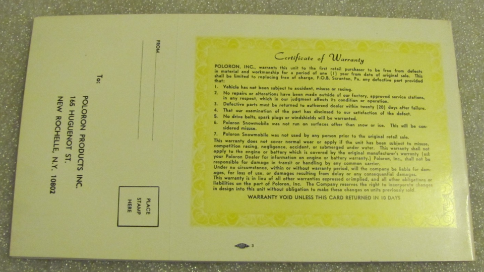1970 Poloron Cyclone Toronado Snowmobile Owners Manual Book Genuine ...