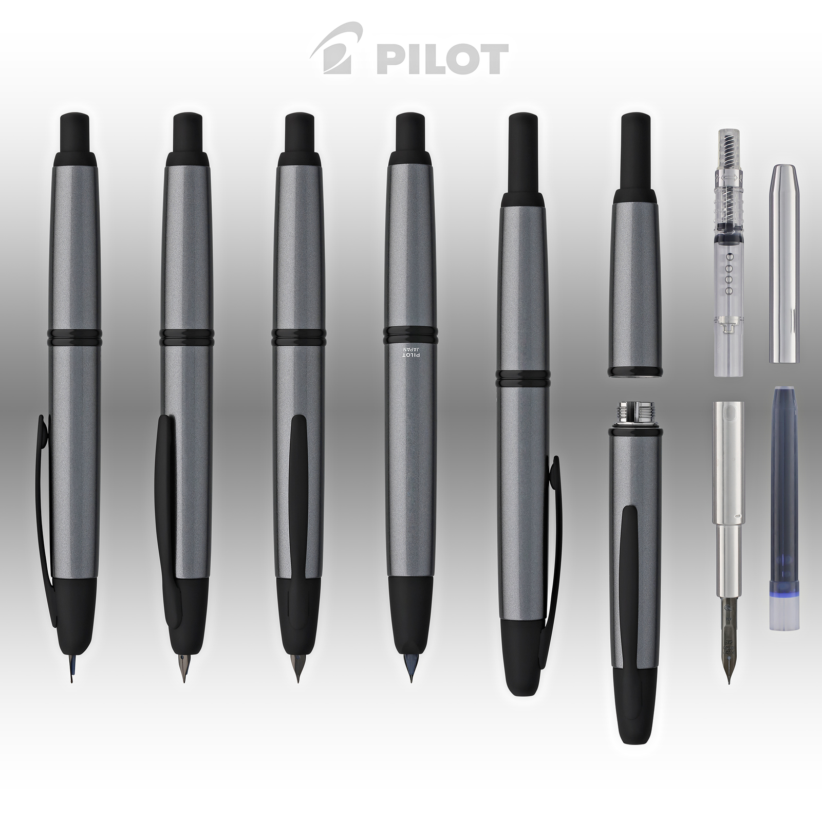 Pilot Vanishing Point Fountain Pen - Gun Metal Gray & Matte Black - 18K ...