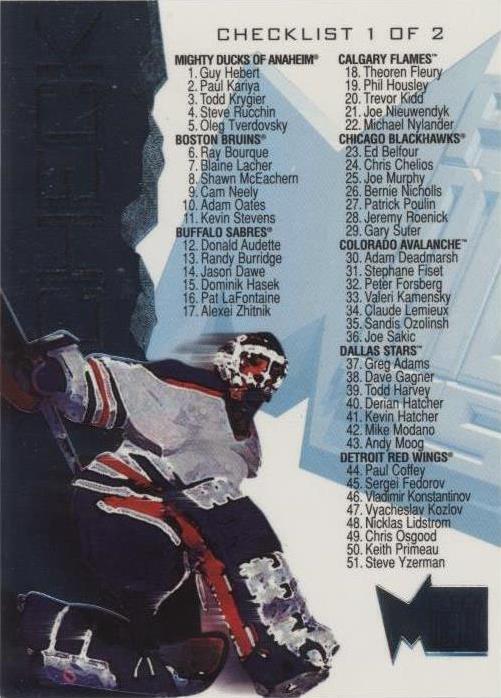 1995-96 Fleer Metal - Checklist Cards #1-114 #199 for sale online | eBay