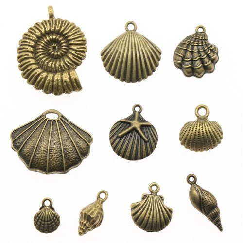 Random 2 Bags (100G/bags) Mix Bronze Plated Conch Shell Charms Pendant ...