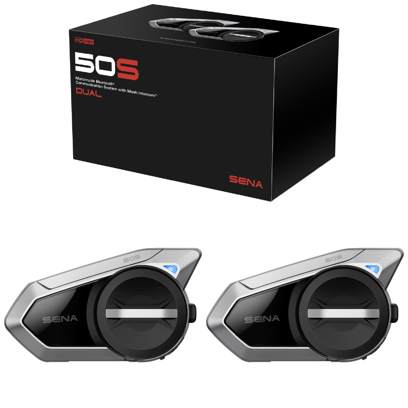 New Sena 50S Dual (2) Motorcycle HD Bluetooth Comm System Helmet Harman ...