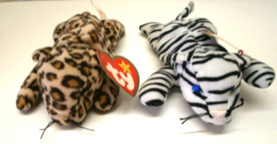 TY Teenie Beanie Babies BLIZZ THE WHITE TIGER & FRECKLES THE LEOPARD | eBay