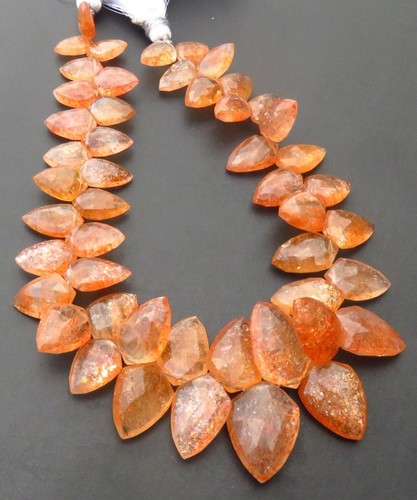 Natural Sparkle Sunstone Shield Gems Faceted Beads 8"Strand 8.5-18mm GV ...
