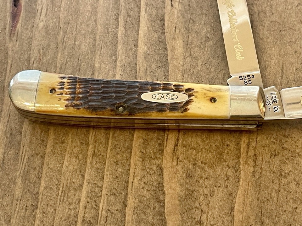 CASE XX 5254 SS CUT STAG HANDLE TRAPPER 1984 WOLVERINE KNIFE CLUB 1/107 ...