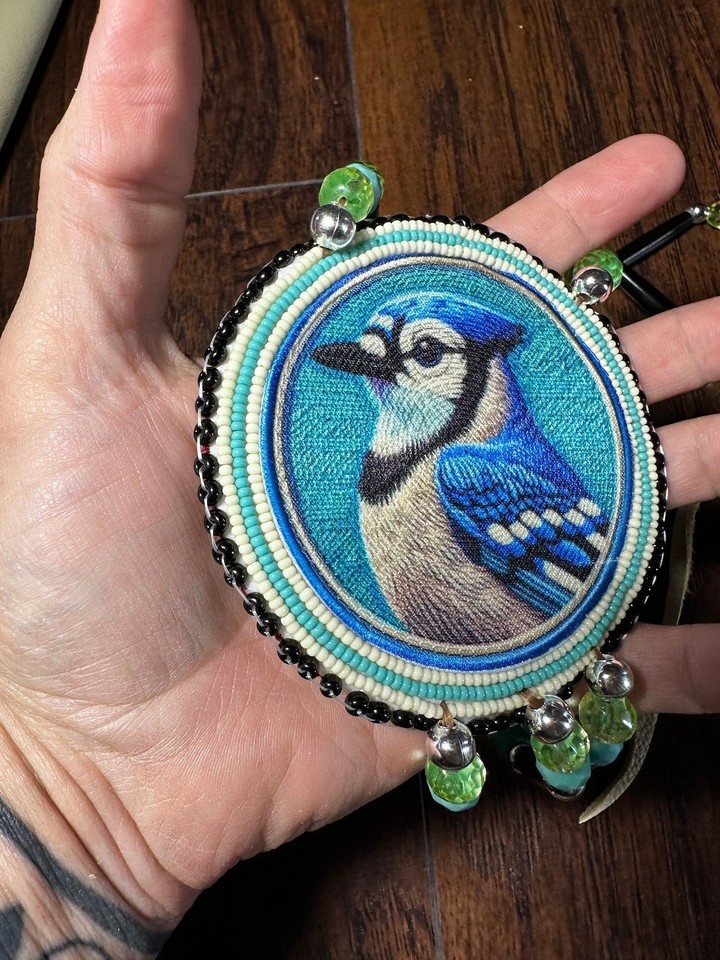 Native American Beaded BlueBird Native Beaded Medallion Pow Wow Regalia ...
