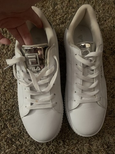 Fila Womens Panache 5CM00771-101 White & Silver Platform Shoe Sneakers ...