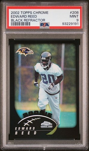2002 Topps Chrome ED REED #208 Black Refractor SP RC #'d /100 - PSA 9 ...