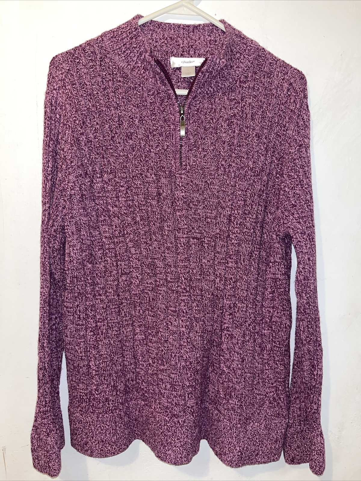 CJ Banks Sweater Womens 0X Pink Purple 1/4 Zip Long Sleeve Wide Rib ...
