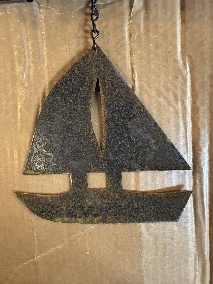 Large Handmade Joe Coniff North Country Style Triangle Wind Chime Bell ...