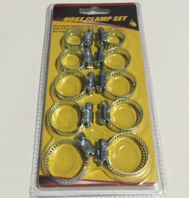 10 pc Hose Clamp Set Assorted Sizes from 1/2 to 1" inch Adjustable Pipe ...