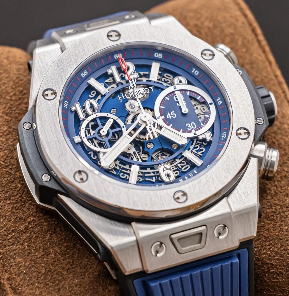 Hublot Big Bang Unico Titanium Blue 45 mm $21K MSRP Box Papers 411.NX ...