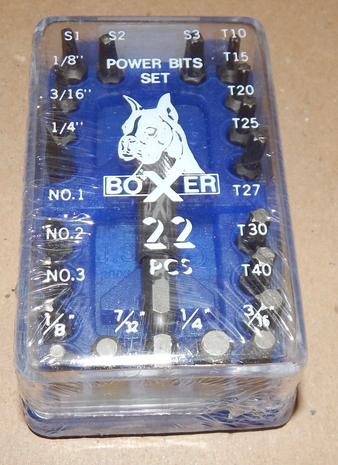 Power Drill Bits Set 22 Piece Boxer 10522 Kling-Tite Screwbits Phillips ...