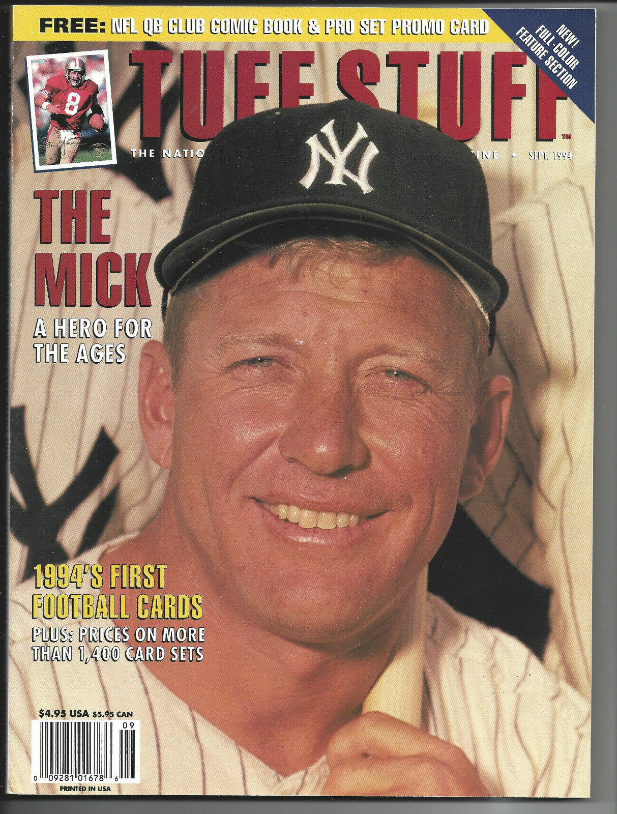 TUFF STUFF MAGAZINE SEPTEMBER 1994, MICKEY MANTLE, NEW LOW PRICED ONLY ...