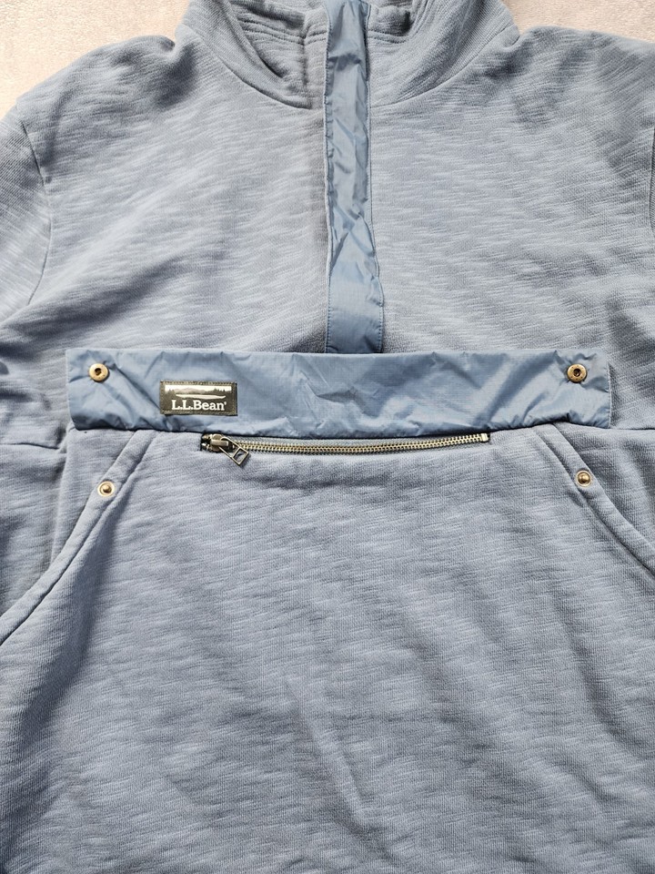 L.L. Bean Signature Sweatshirt Men's Large Blue Button Anorak Pocket ...