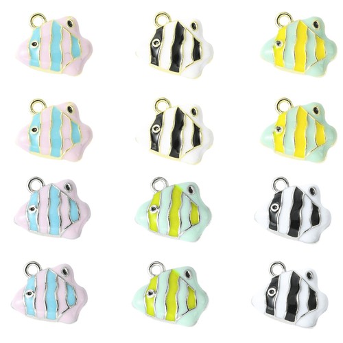 12pcs Enamel Fish Charm Sea Animal Charms Alloy Cute Cartoon Fish ...