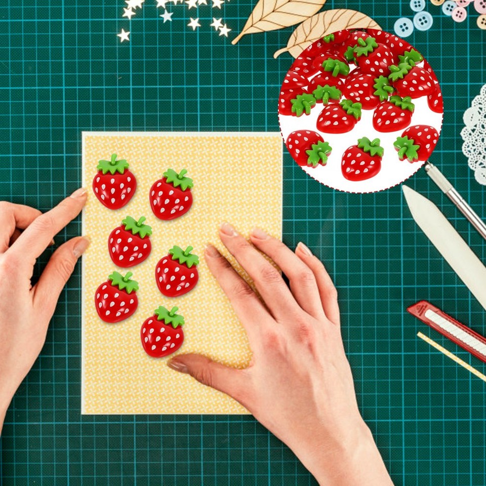 30 Pcs Strawberry Clips Jewelry Making Charm Fruit Charms for Simulated ...