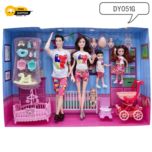 Barbie Happy Family Pregnant Mom Midge Doll Set - Dad, Girl, and Baby ...