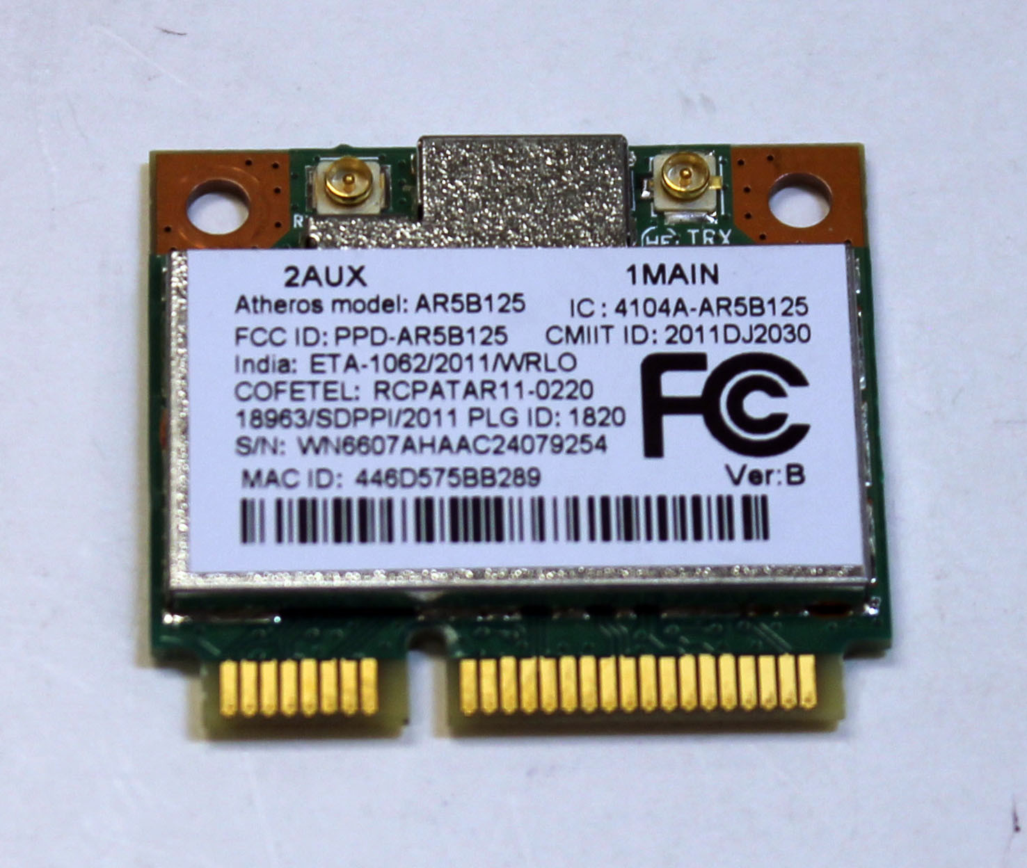 ACER ASPIRE E1-571-6471 Laptop WLAN Wireless Wi-Fi Atheros AR5B125 Mini ...