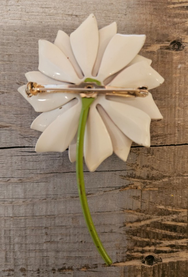 Flower Brooch Pin Enamel Painted Floral Statement Lapel Pin Cute 1950s ...