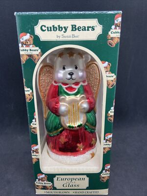 Cubby Bears by Santa’s Best European Style Glass Christmas Ornament ...