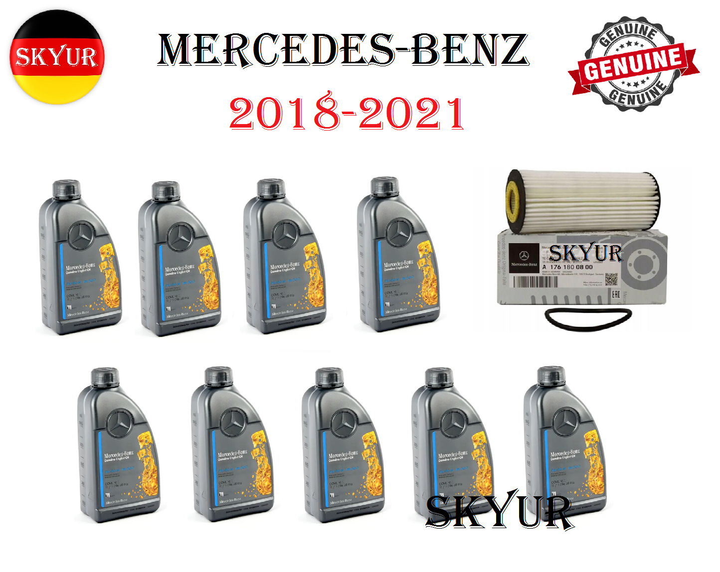 Engine Oil Filter With 9 Liters 5W-40 Motor Oil Kit For Mercedes G550 ...