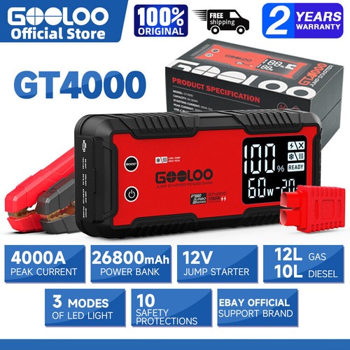GOOLOO GT4000 Car Jump Starter 4000A Battery Charger Power Bank ...